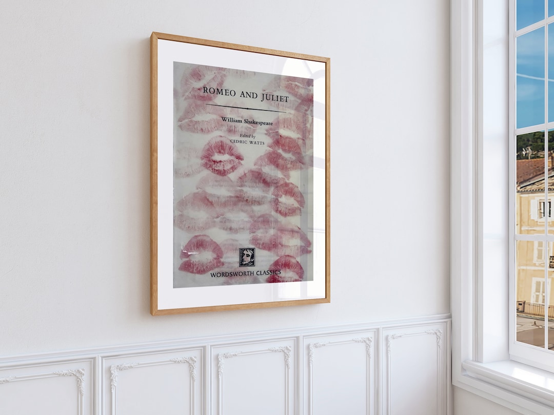 Romeo and Juliet Book Cover Poster, Lip Prints, Literary Romance ...