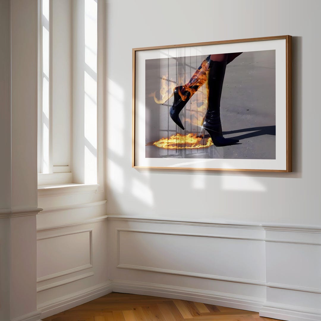Fiery High Heel Wall Art | Glamorous Fashion Art Print | Modern ...