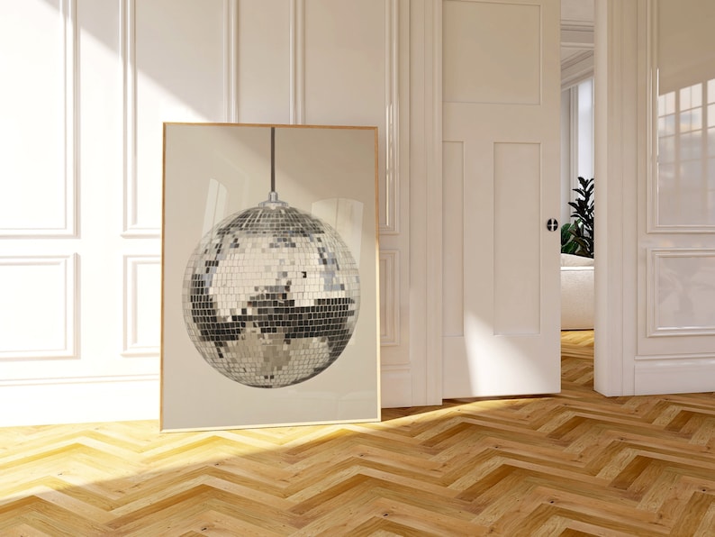 Disco Ball Statement Wall Art, Mirrorball Poster, Minimalist Luxury ...
