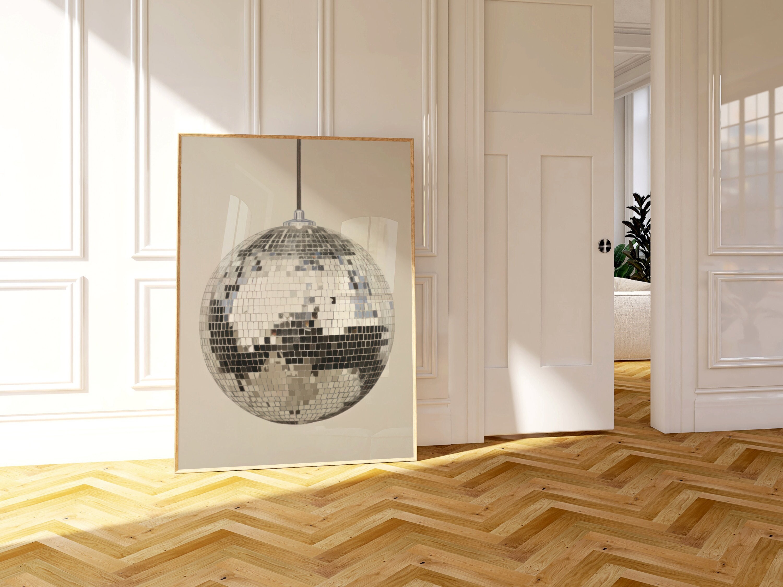 Disco Ball Statement Wall Art, Mirrorball Poster, Minimalist Luxury ...