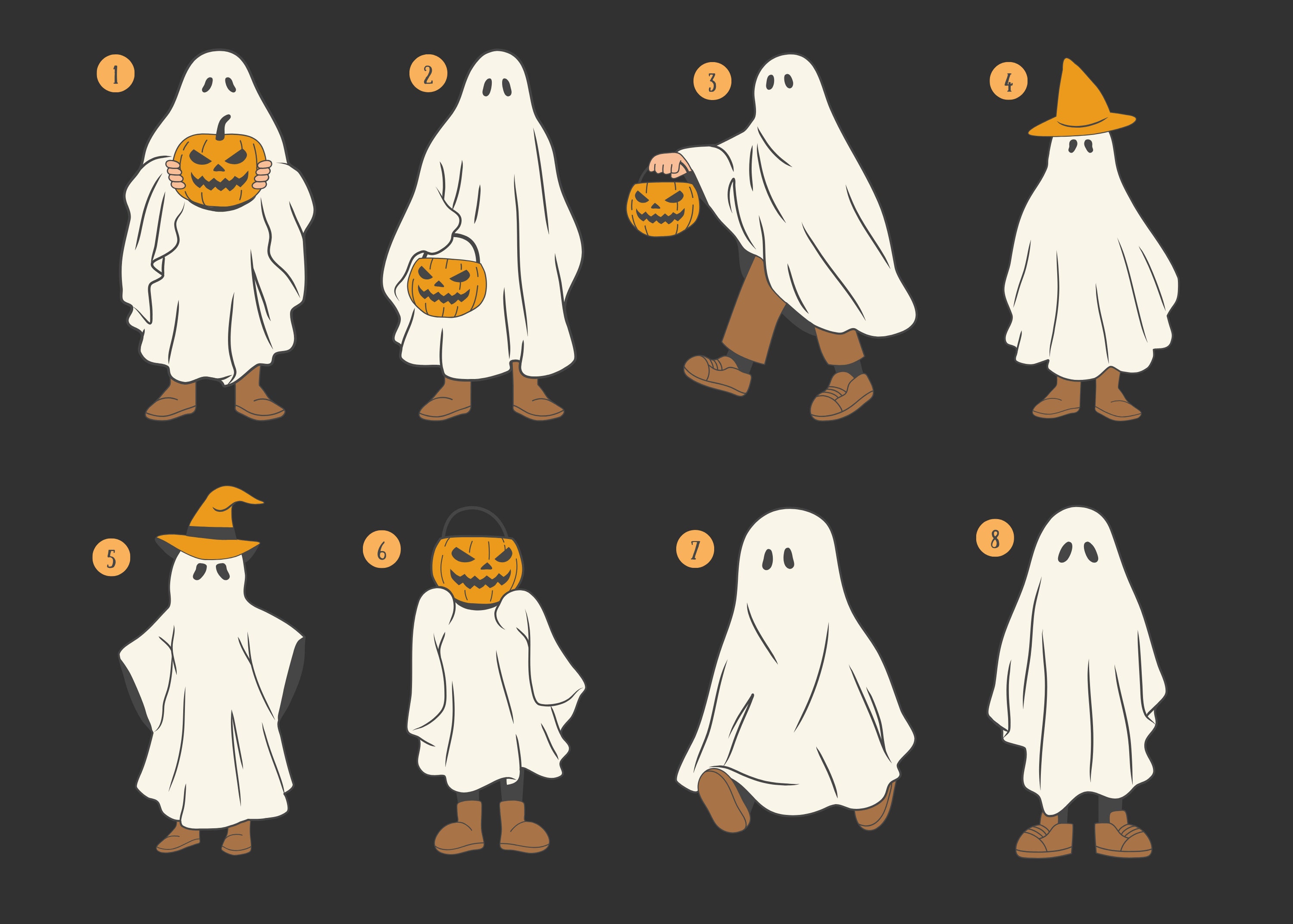 Halloween Ghost Family With Pets Custom Family Portrait - Etsy