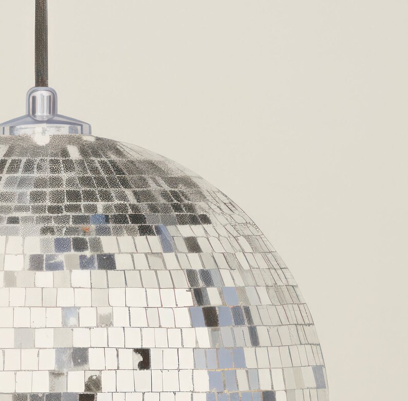 Disco Ball Statement Wall Art, Mirrorball Poster, Minimalist Luxury ...