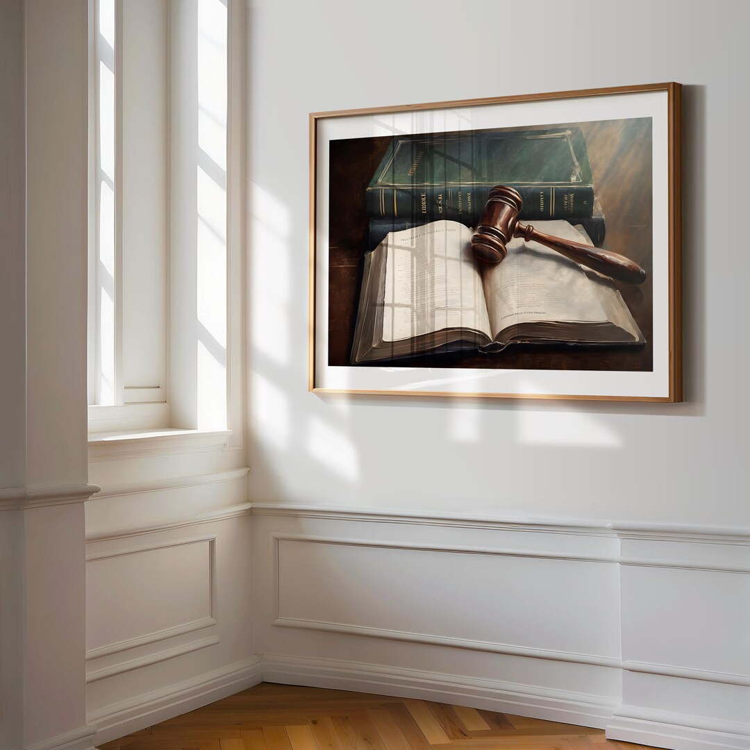 Law Book & Gavel Wall Art, Legal Decor for Lawyers, Courtroom Art ...