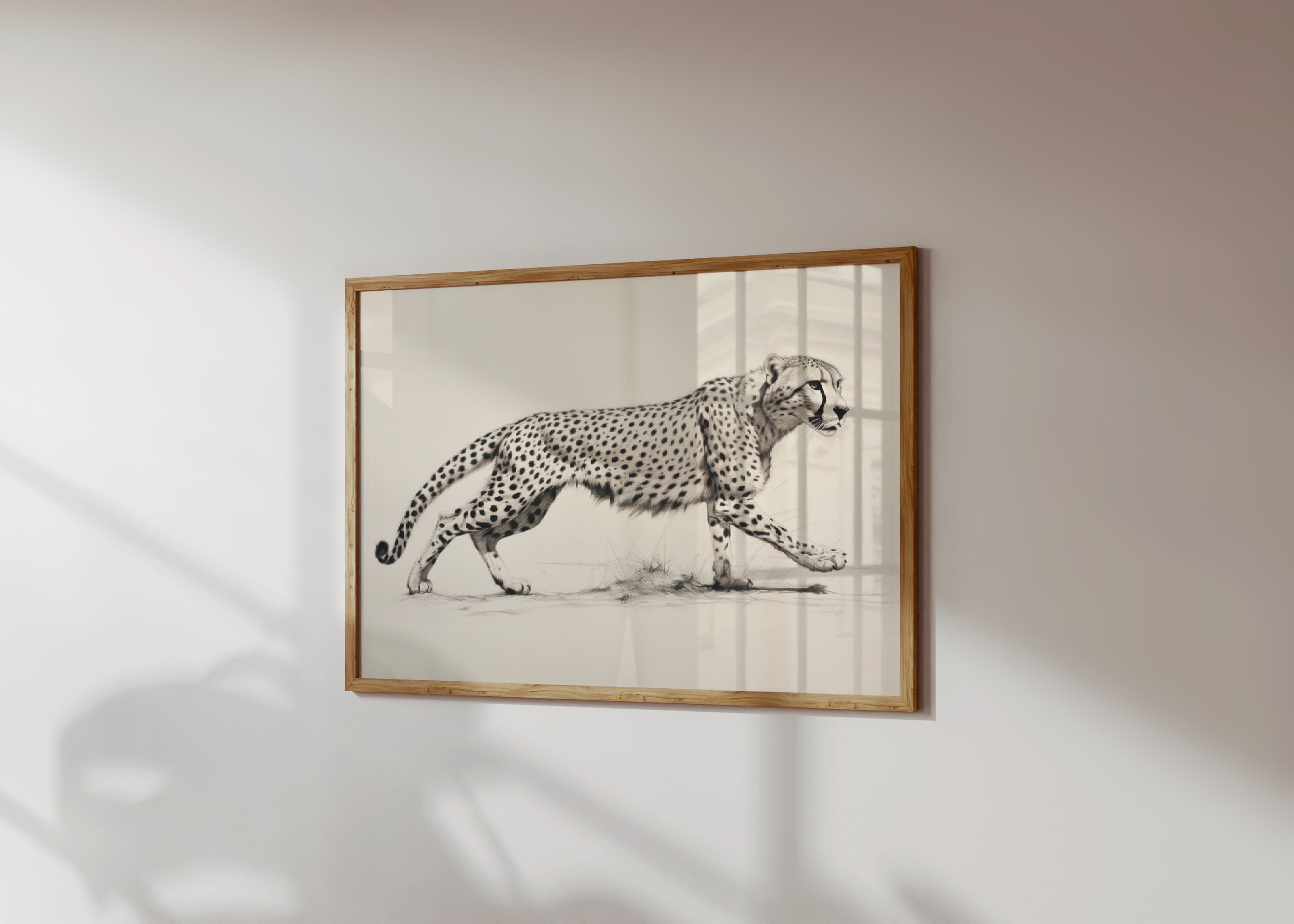 Cheetah Cats Sketch Aesthetic Statement Wall Art Minimalist - Etsy