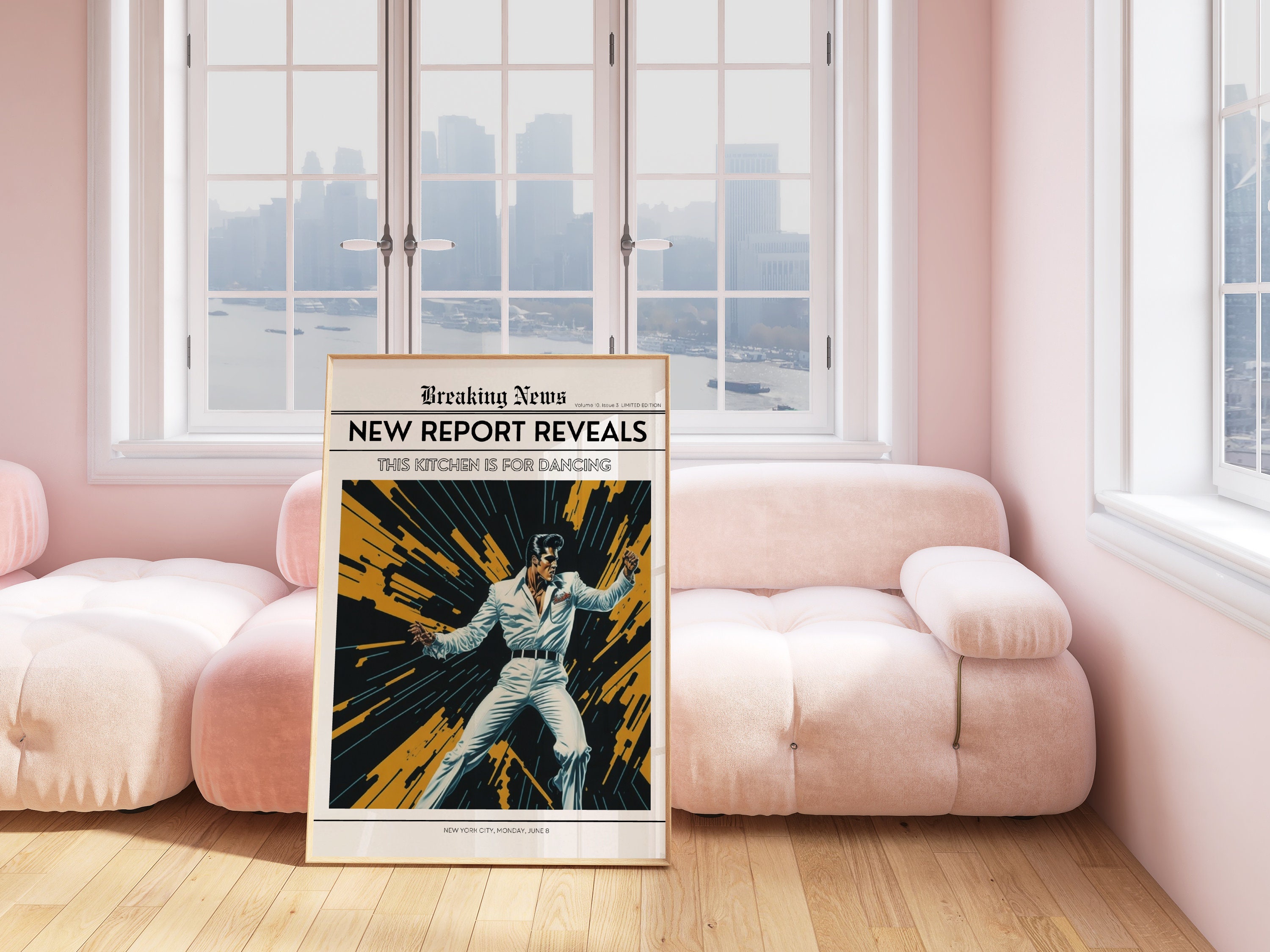 Icon Elvis Presley Dance Newspaper Print, Kitchen Wall Art, Edgy Pop ...