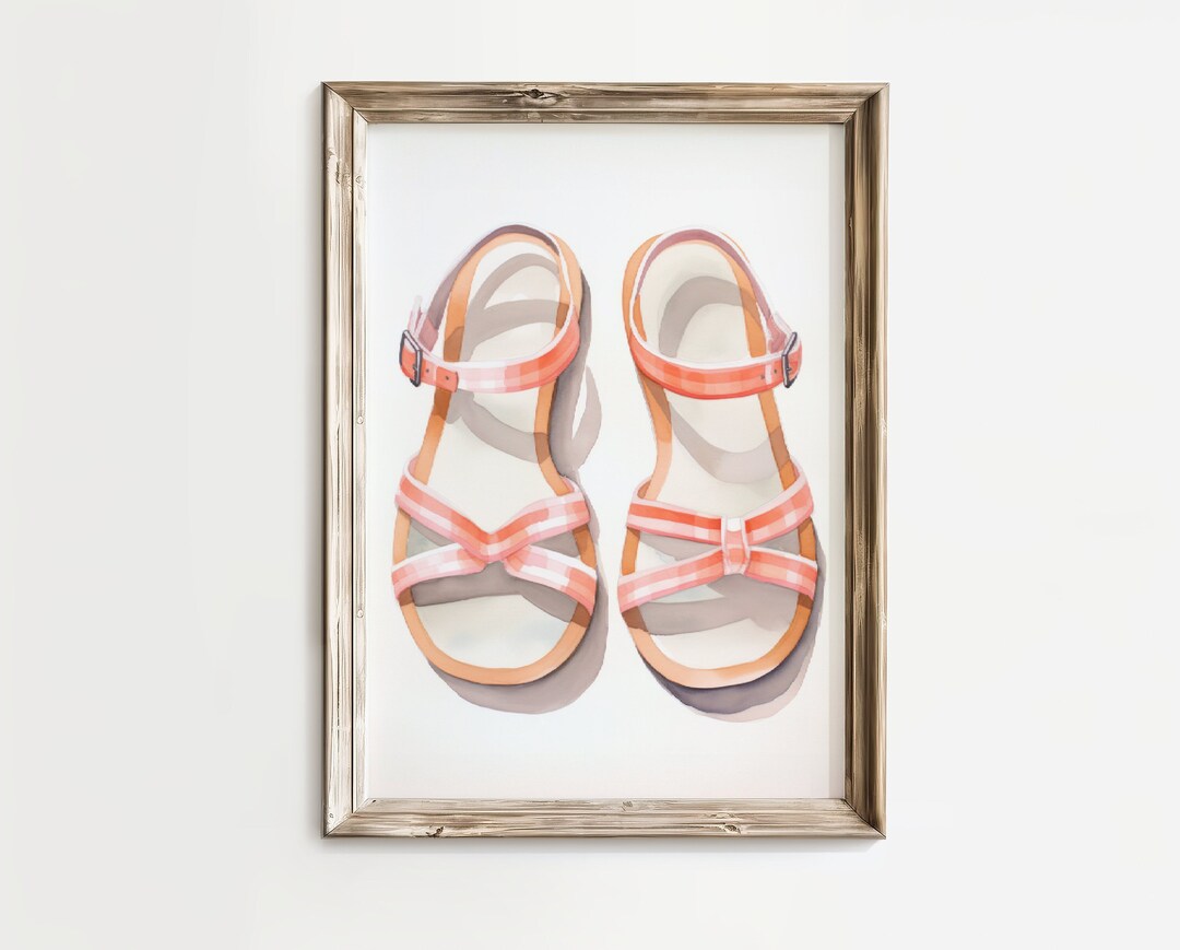 Pink Sandals, Preppy Coastal Coquette Print, Baby Girl Nursery Playroom ...