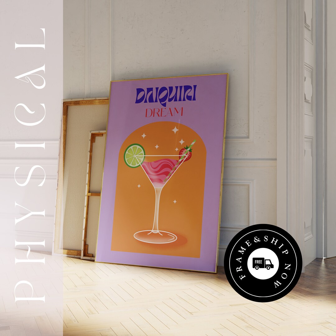 Daiquiri Dream Art: Funky Cocktail Print, Trendy Retro Bar Cart ...
