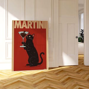 Black Cat Espresso Martini Wall Art | Funny Cocktail Cat Poster ...