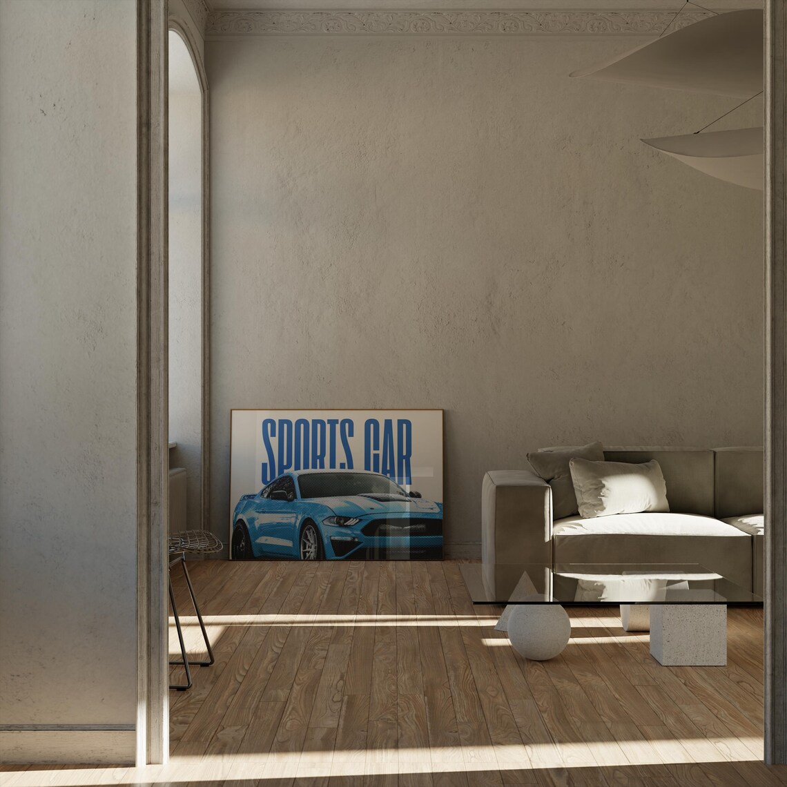 Blue Sports Car Wall Art | Import Car Porsche Lover | Retro Masculine ...