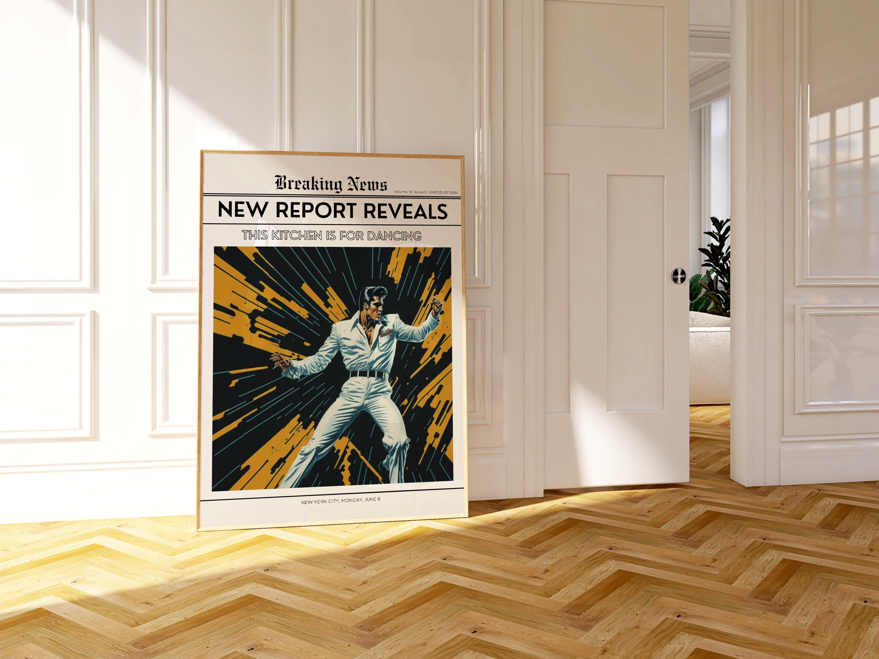 Icon Elvis Presley Dance Newspaper Print, Kitchen Wall Art, Edgy Pop ...