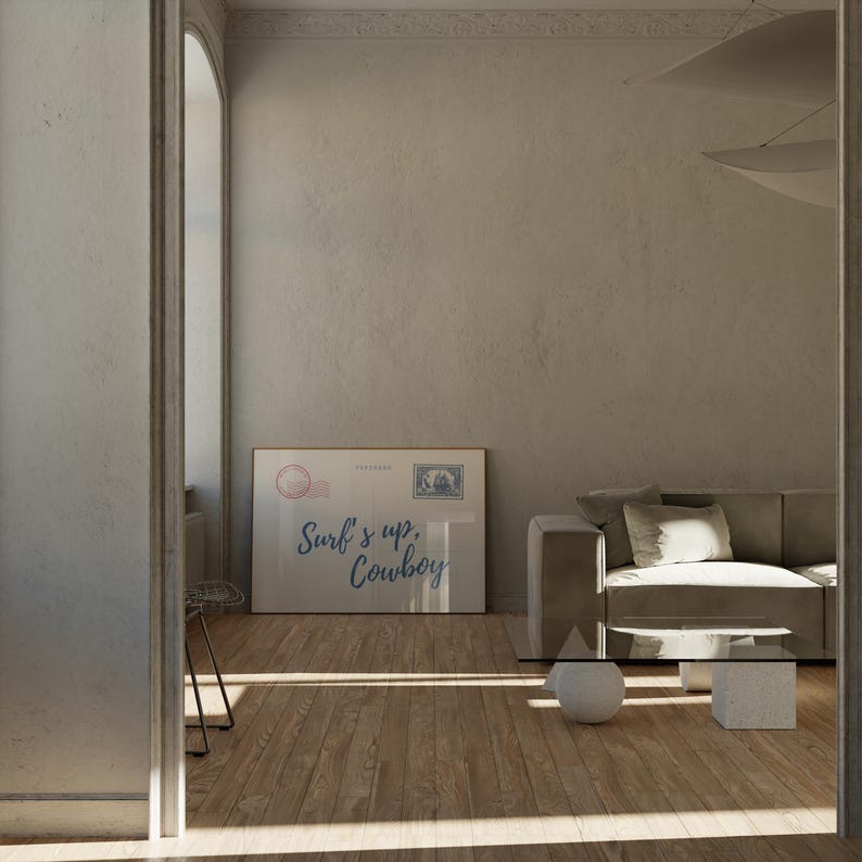 Surf's up Cowboy | Vintage Postcard Beach Decor | Retro Beach Poster ...