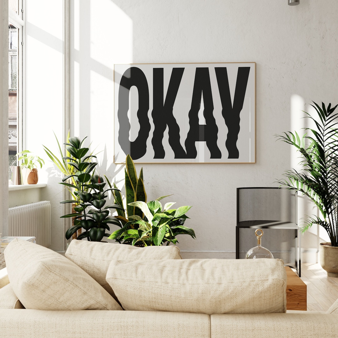Okay Typography Art Print, Minimalist Modern Design Poster, Trendy ...