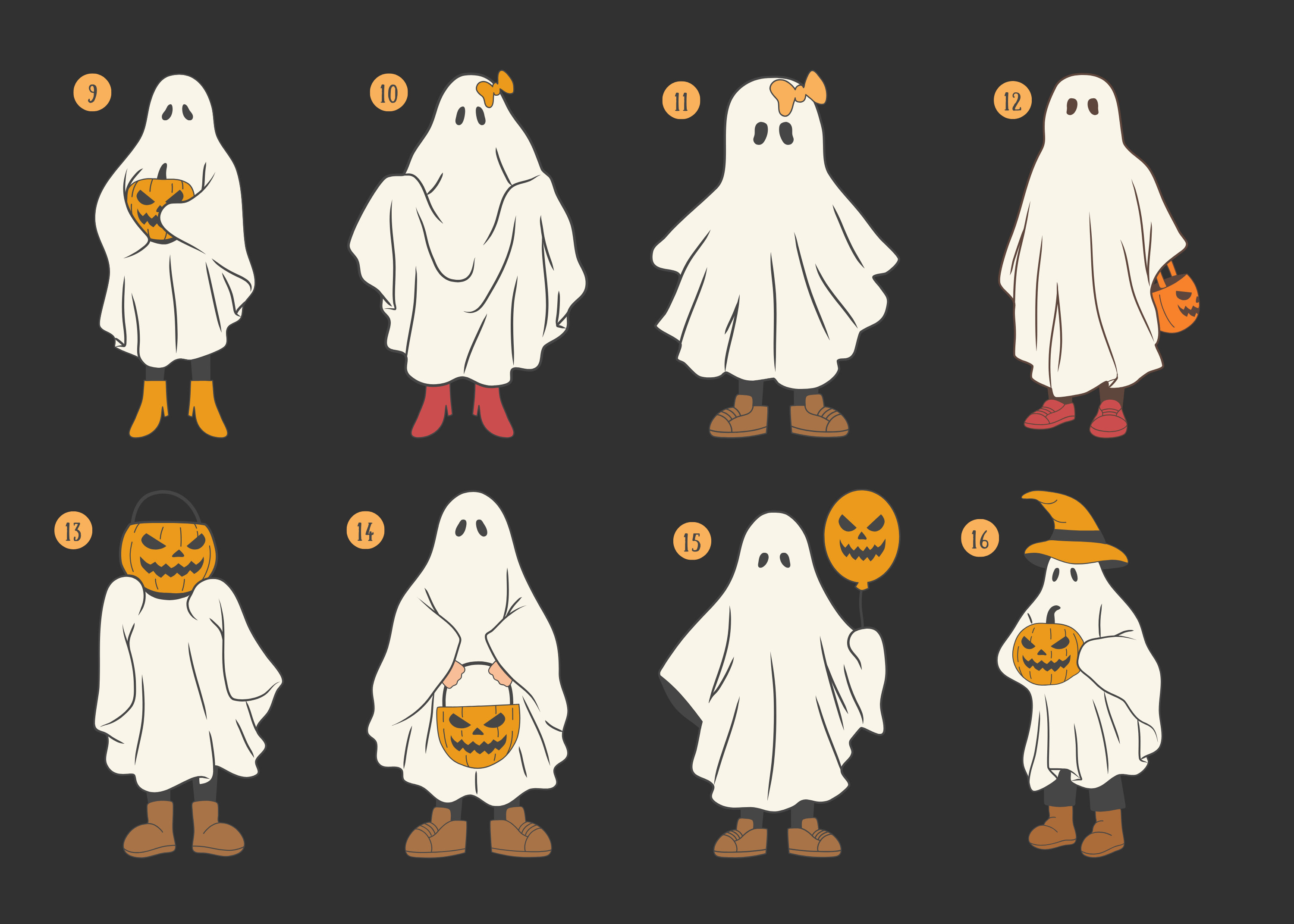 Halloween Ghost Family With Pets Custom Family Portrait - Etsy