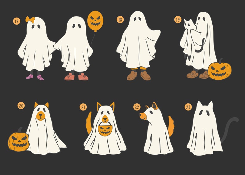 Halloween Ghost Family With Pets Custom Family Portrait Halloween Decor ...