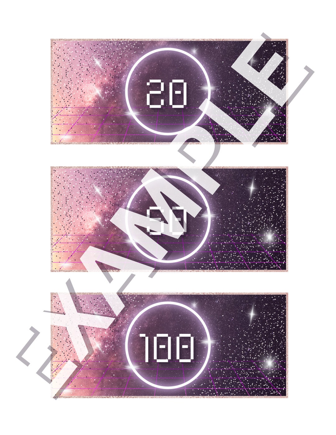 Galaxy Glitch Cash Placeholders - Etsy