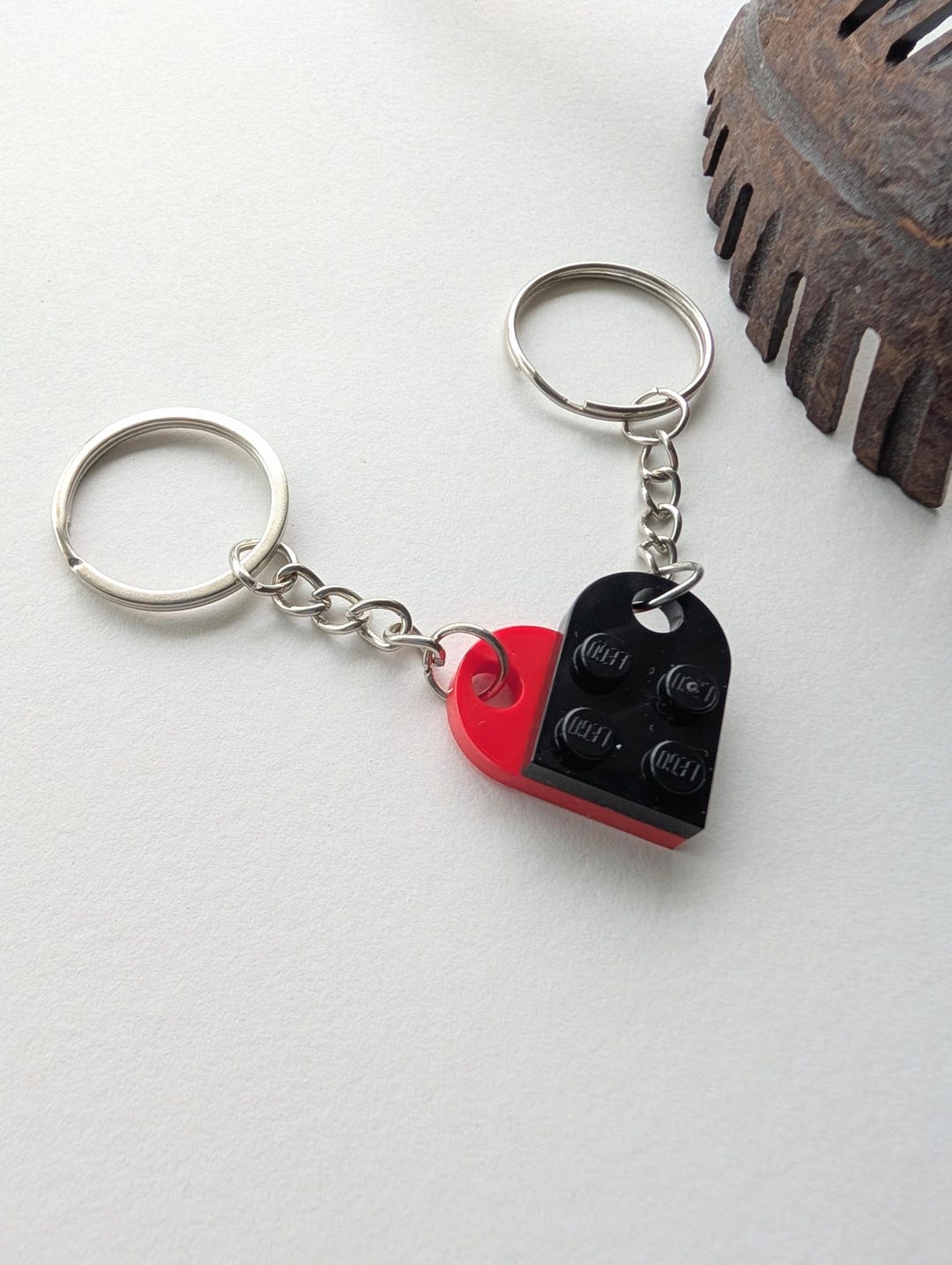 Heart Keychain Set, Authentic LEGO® Brick Keychain, Couple Heart ...
