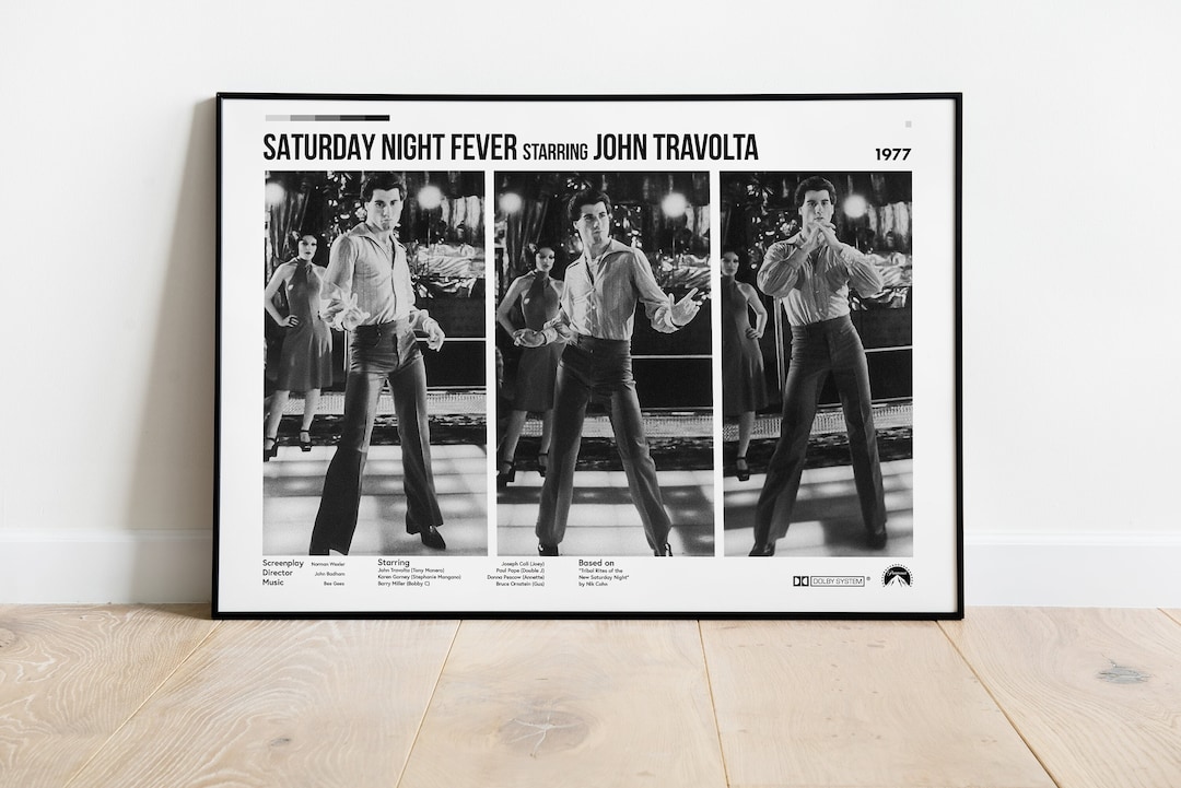 Saturday Night Fever Poster John Travolta 70s Black and White Poster ...
