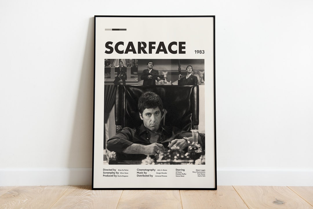 Scarface Film Poster Al Pacino, Minimalist Modern Wall Art, Custom Size ...