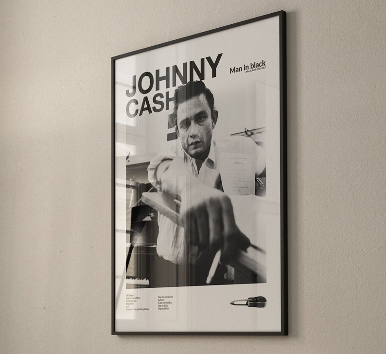 Johnny Cash Poster, Modern Design Living Room Art, Helvetica, Country ...