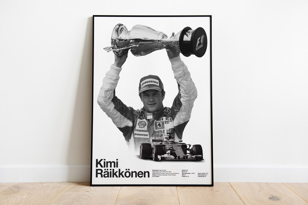 Kimi Raikkonen Poster Digital Modern Wall Art, Formula 1 Bedroom Decor ...