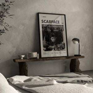 Scarface Film Poster Al Pacino, Minimalist Modern Wall Art, Custom Size ...