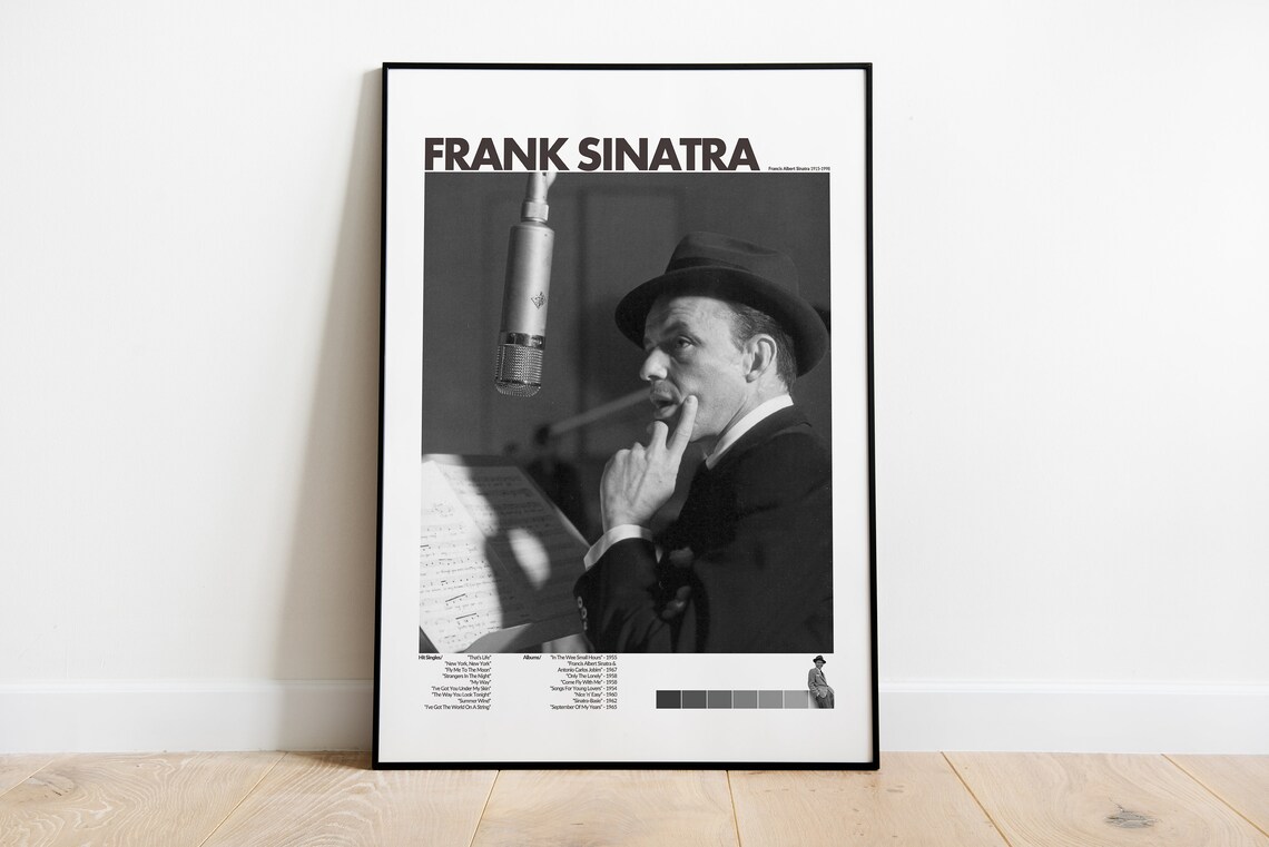 Frank Sinatra Poster, Vintage Jazz Wall Art, Modern Design Custom Size ...
