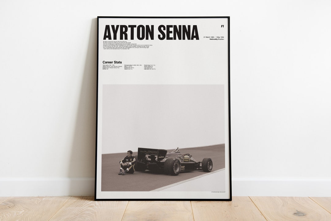 Ayrton Senna Digital Tribute Poster With Quote and Career Stats ...