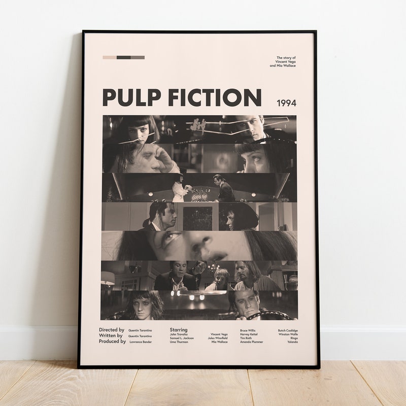 Black and White Pulp Fiction Poster - Etsy