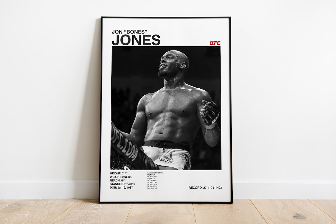 Jon Jones UFC Digital Poster Printable MMA Wall Art Minimalist Black ...