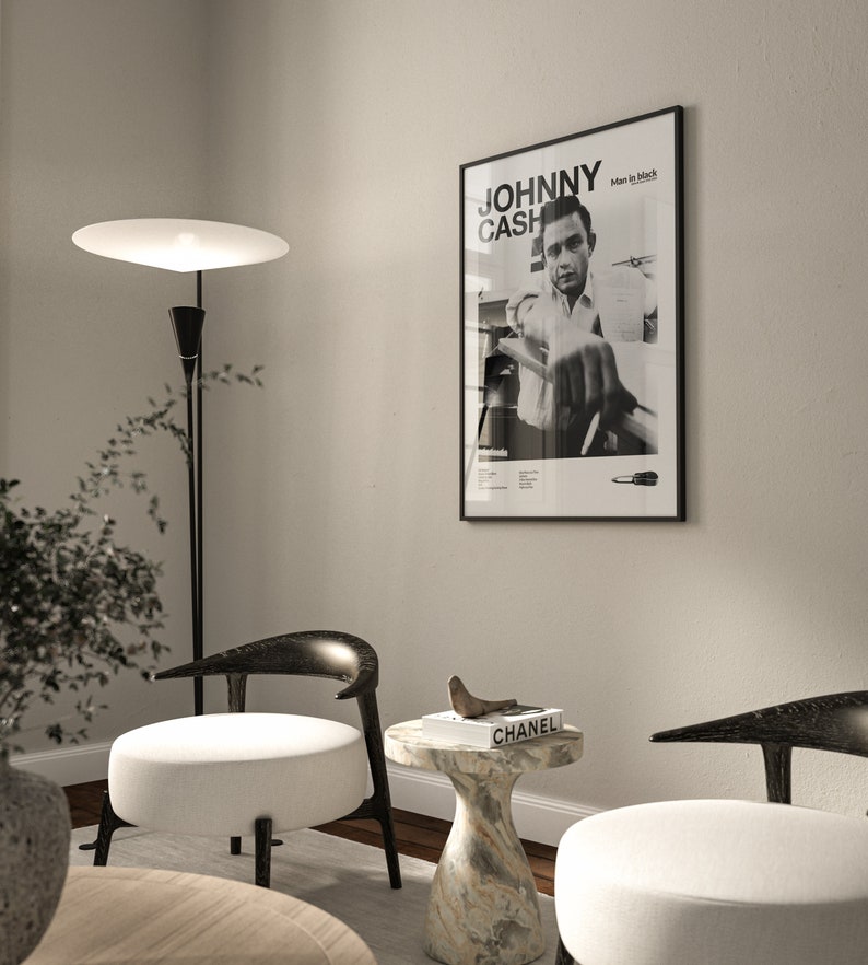 Johnny Cash Poster, Modern Design Living Room Art, Helvetica, Country ...