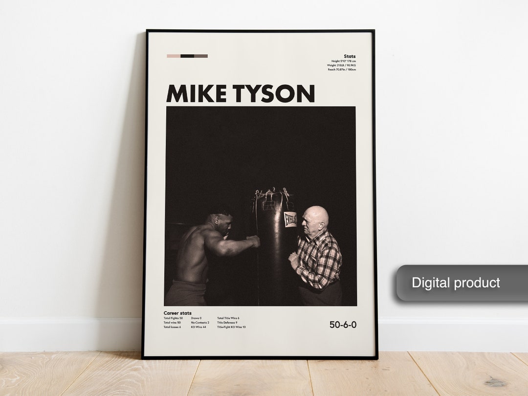 Mike Tyson Boxing Poster, Minimalist Wall Art, Modern Bedroom Decor ...