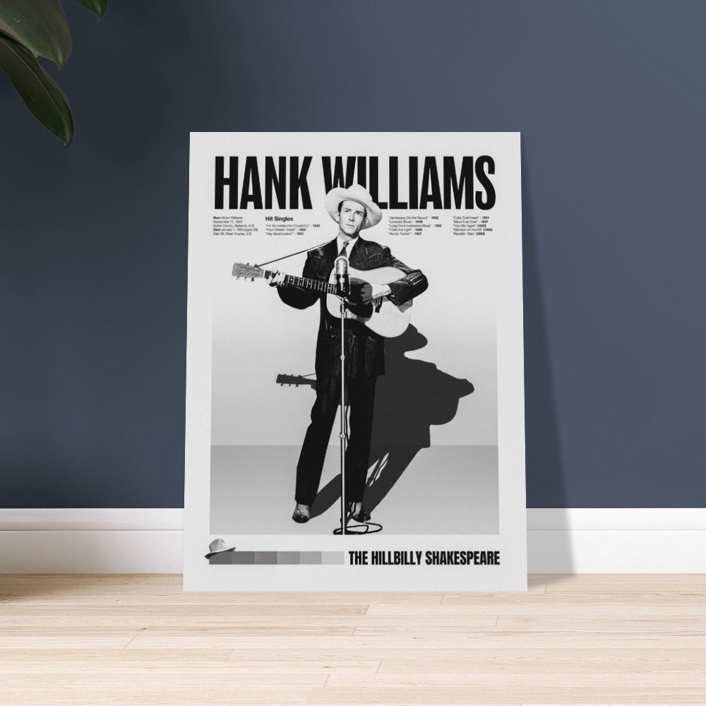 Hank Williams Tribute Poster Country Music Icon Frameless Wall - Etsy