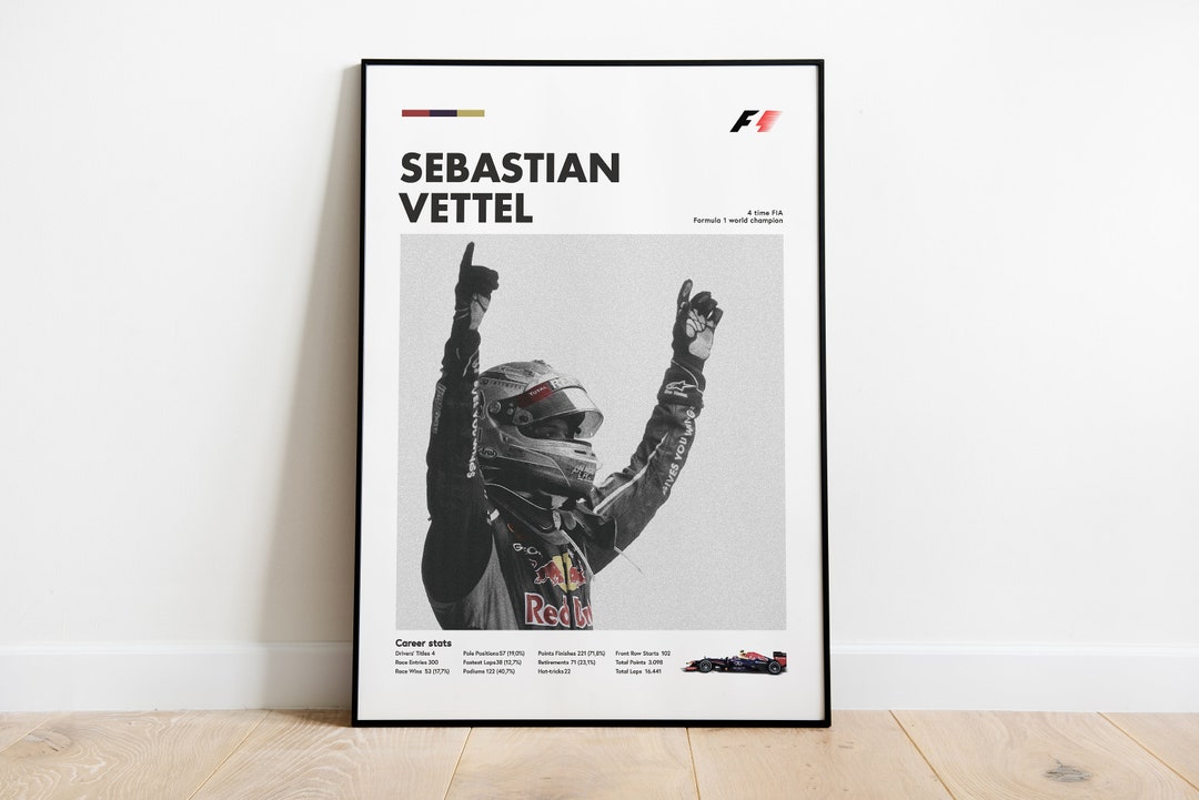 Sebastian Vettel Poster, Modern Wall Art, Formula 1 Bedroom Decor, F1 ...