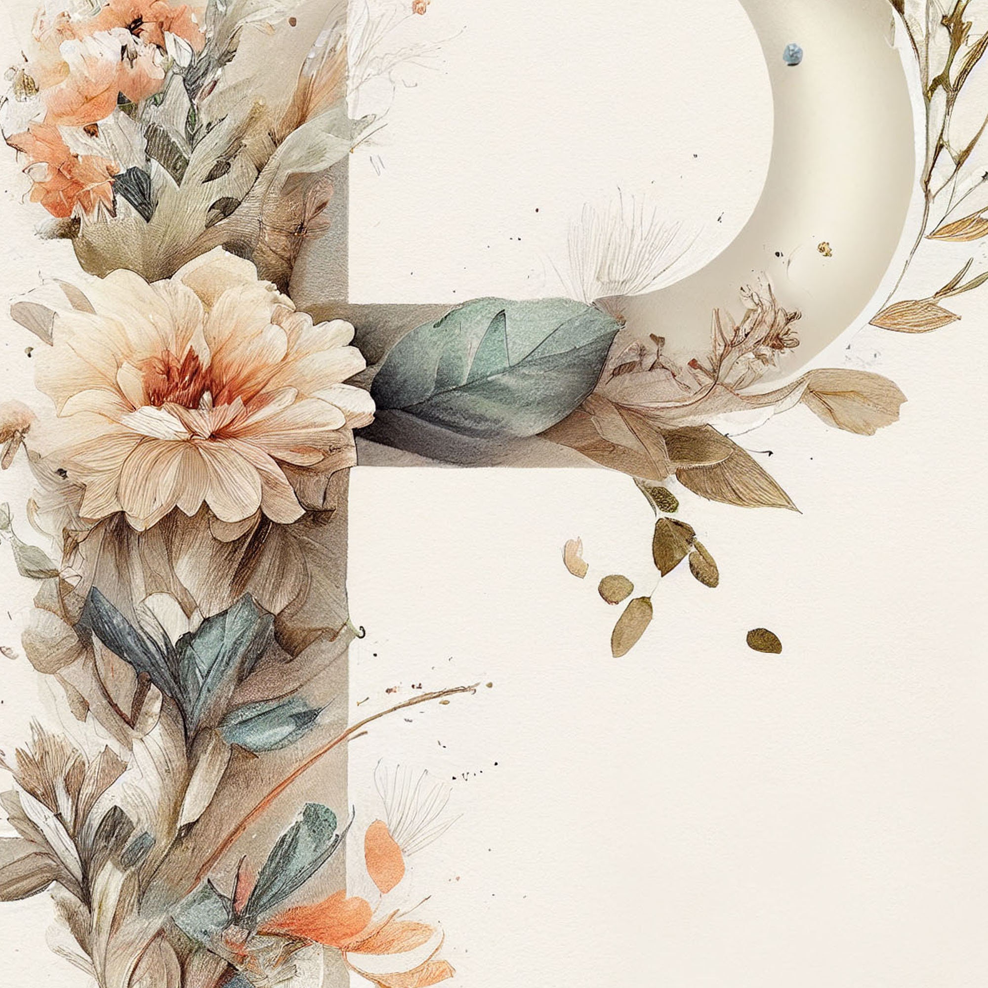 Flower Letter P, Monogram Art Print, Initial Flower Print, Flower ...