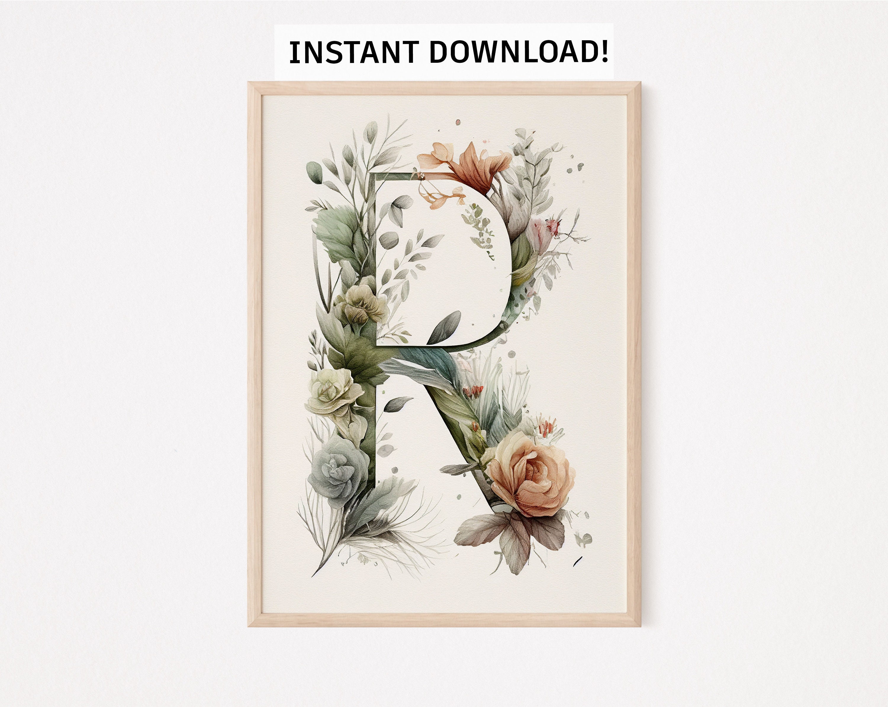 Flower Letter R, Flower Monogram Art, Initial Flower Print, Flower ...