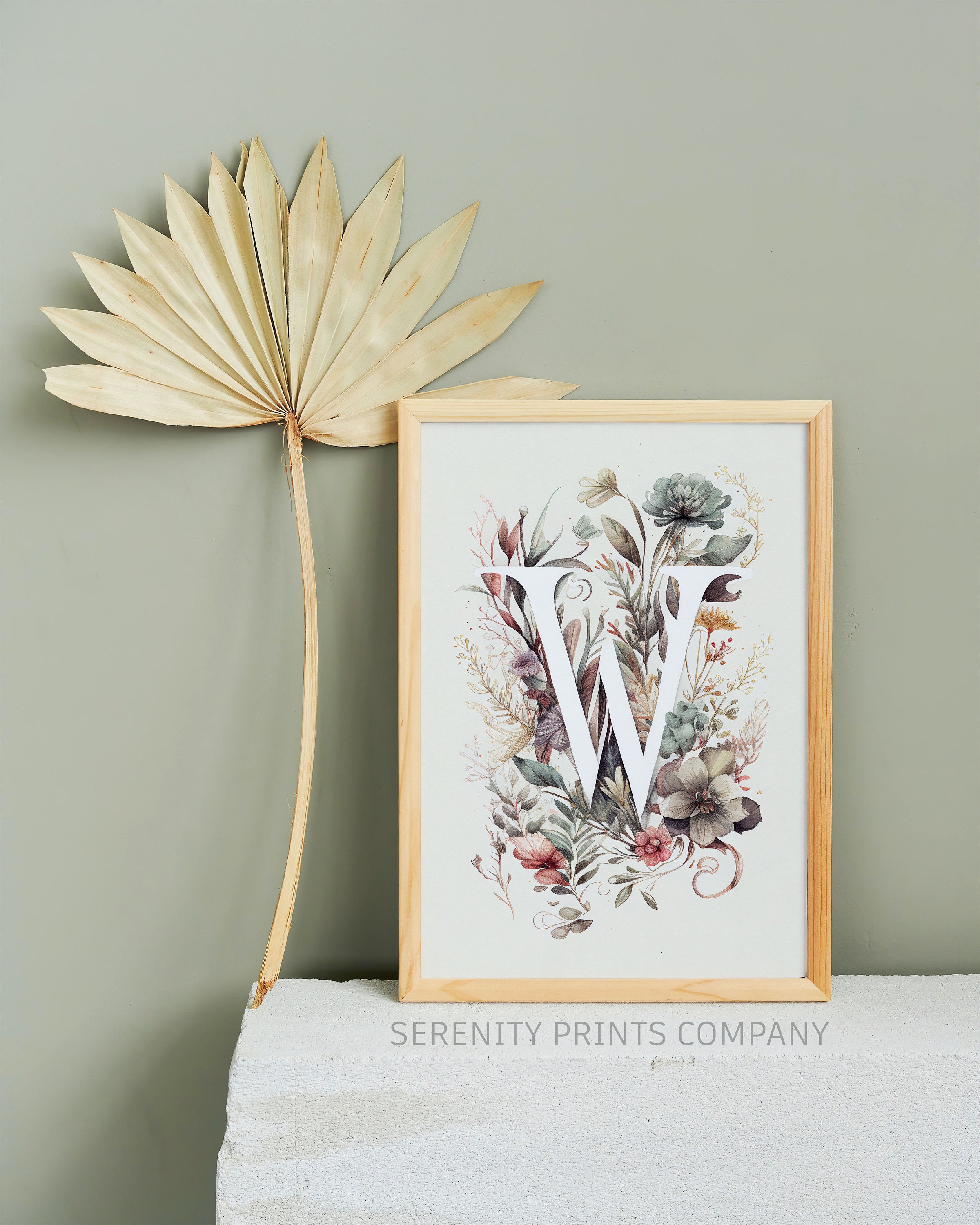 Flower Letter W, Flower Monogram Art, Initial Flower Print, Flower ...