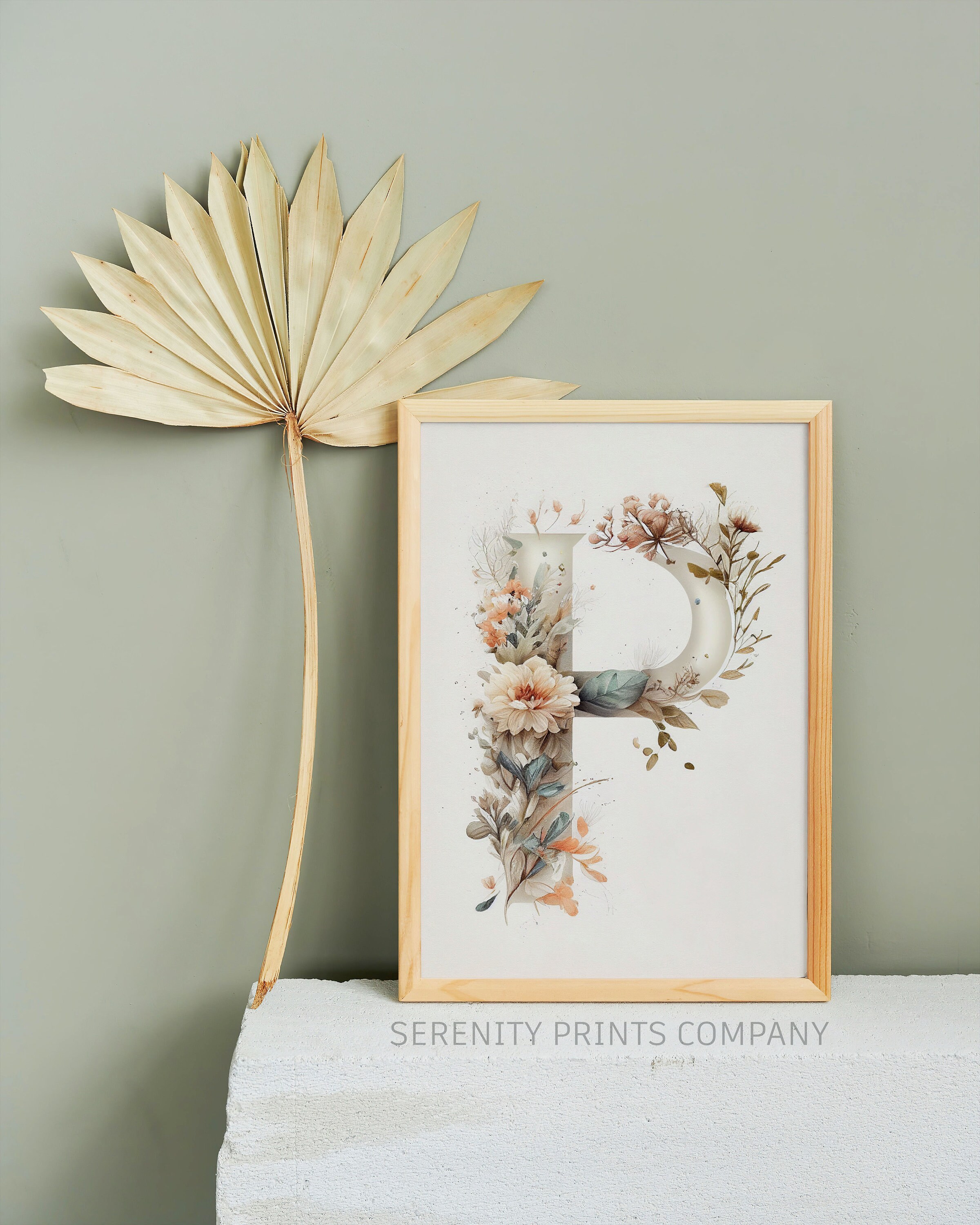 Flower Letter P, Monogram Art Print, Initial Flower Print, Flower ...