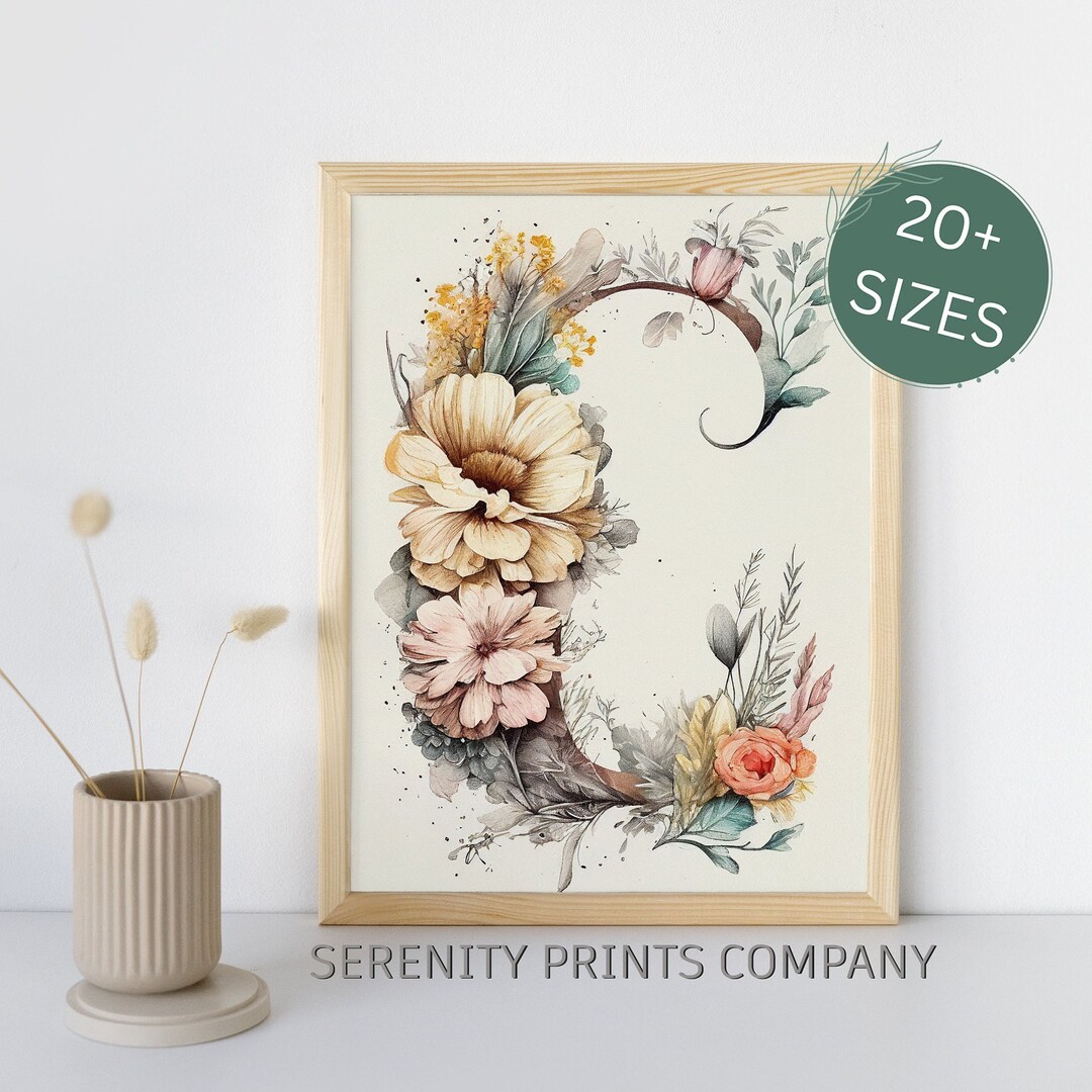 Flower Letter C, Instant Download, Flower Monogram C Art, Monogram ...