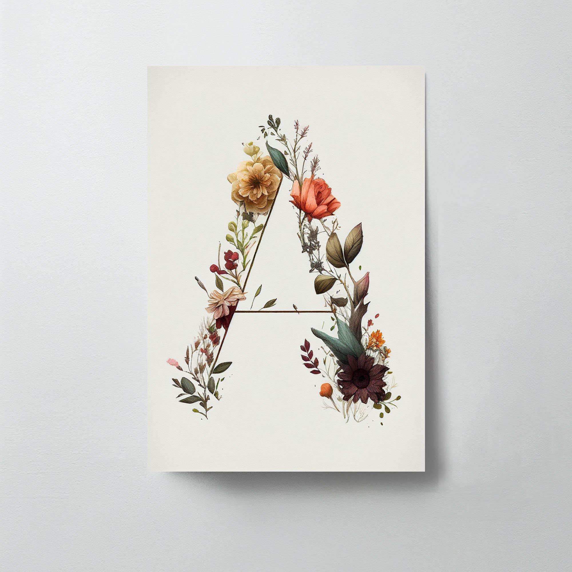 Flower Letter A, Flower Initial Art, Monogram Flower Print, Flower ...