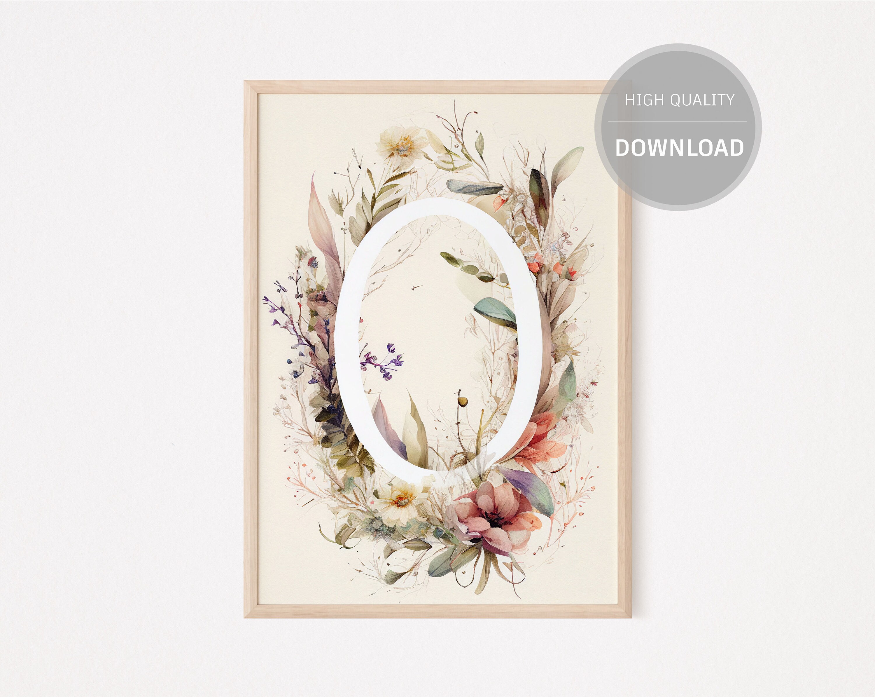 Flower Letter O, Flower Monogram Art, Initial Flower Print, Flower ...