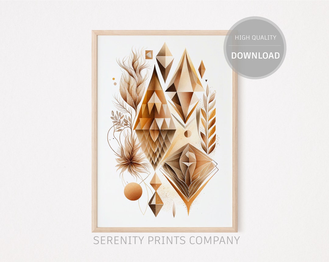 Boho Modern Earthy Geometric Art, Bohomodern Wall Art, Modern Art Print ...