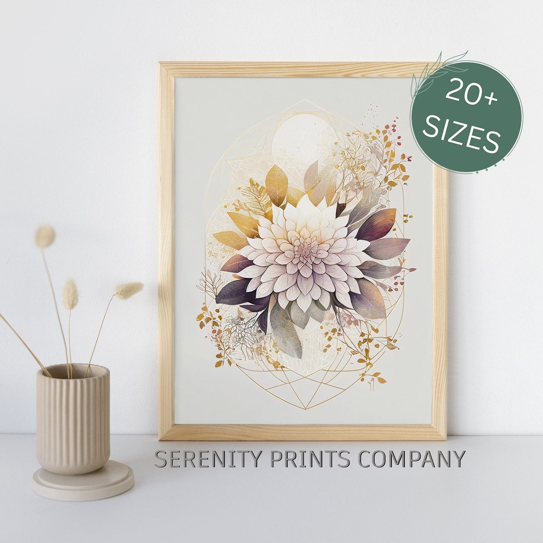 Geometric Flowers, Flower Art Print, Instant Download, Geometric Line ...