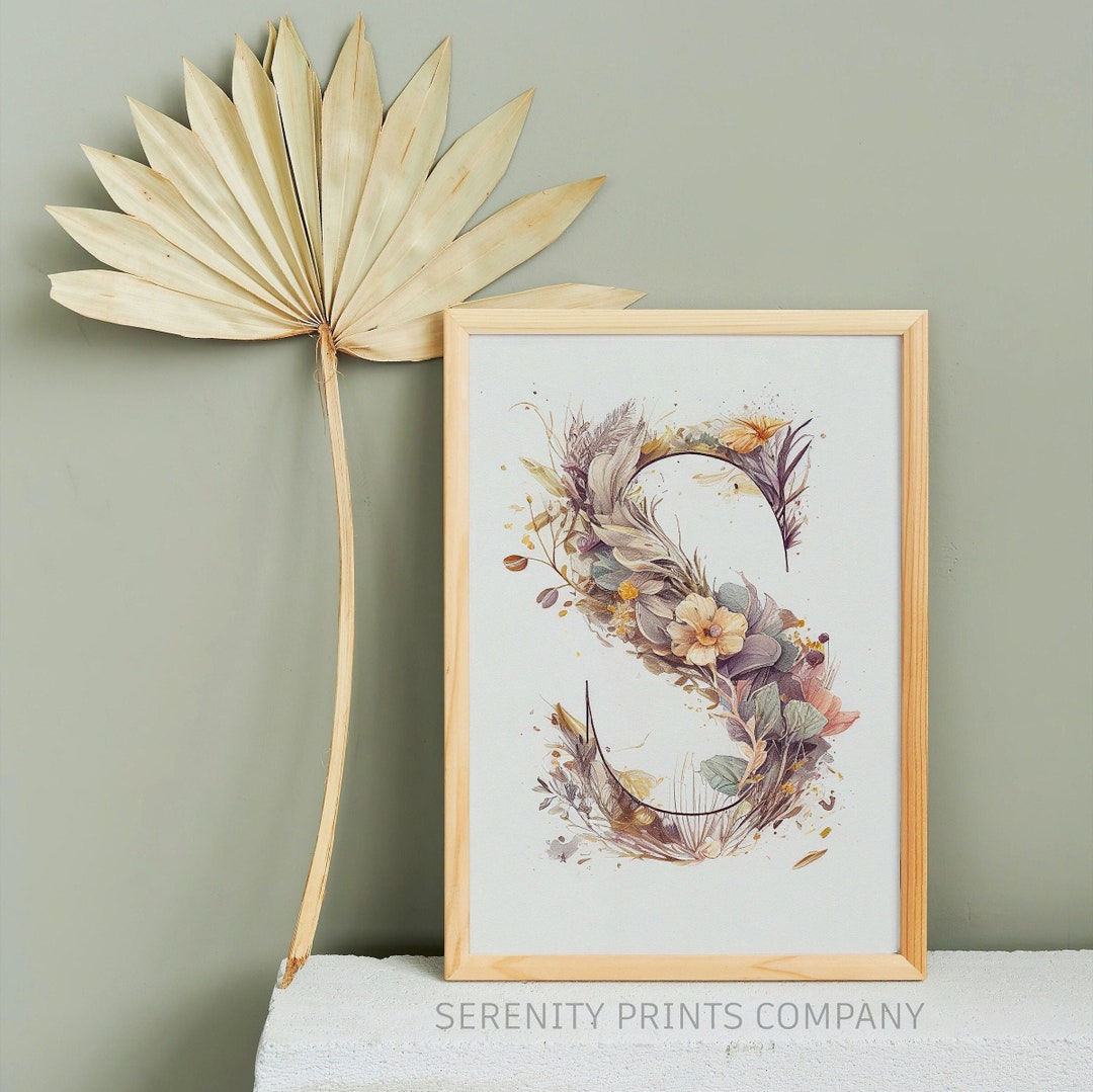 Flower Letter S, Flower Monogram Art, Initial Flower Print, Flower ...