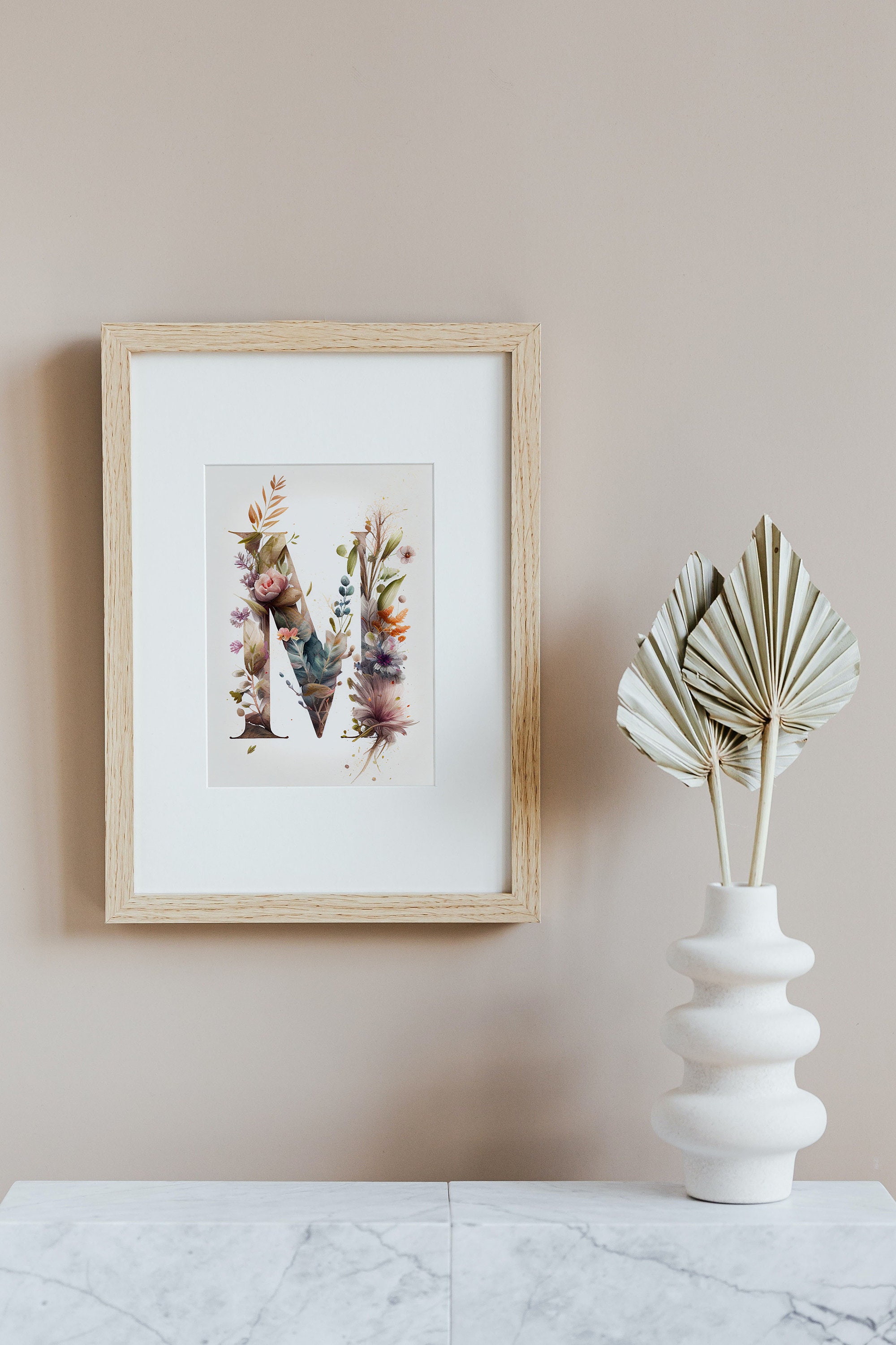 Flower Letter M, Flower Monogram Art, Initial Flower Print, Flower ...