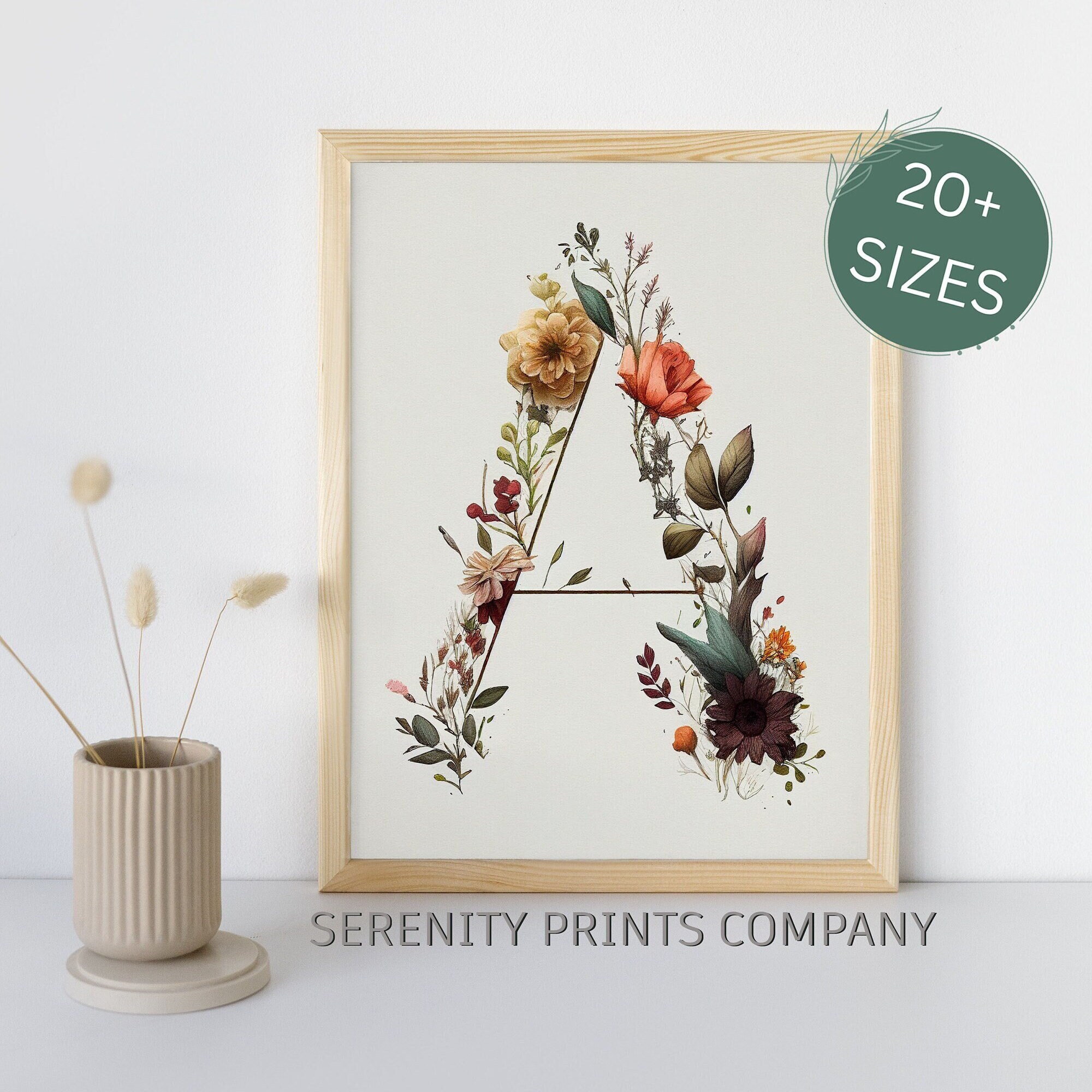 Flower Letter A, Flower Initial Art, Monogram Flower Print, Flower ...