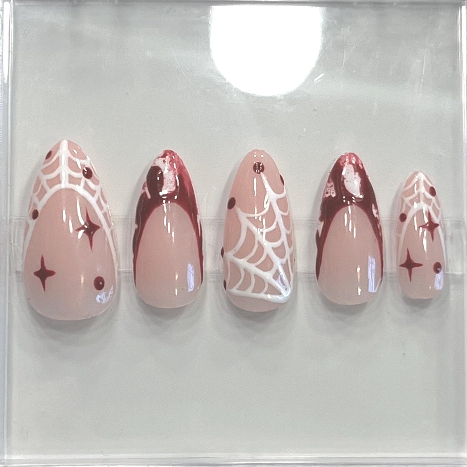 Trendy Y2K Bloody Halloween Spider Web French Tip Press on Nails - Etsy