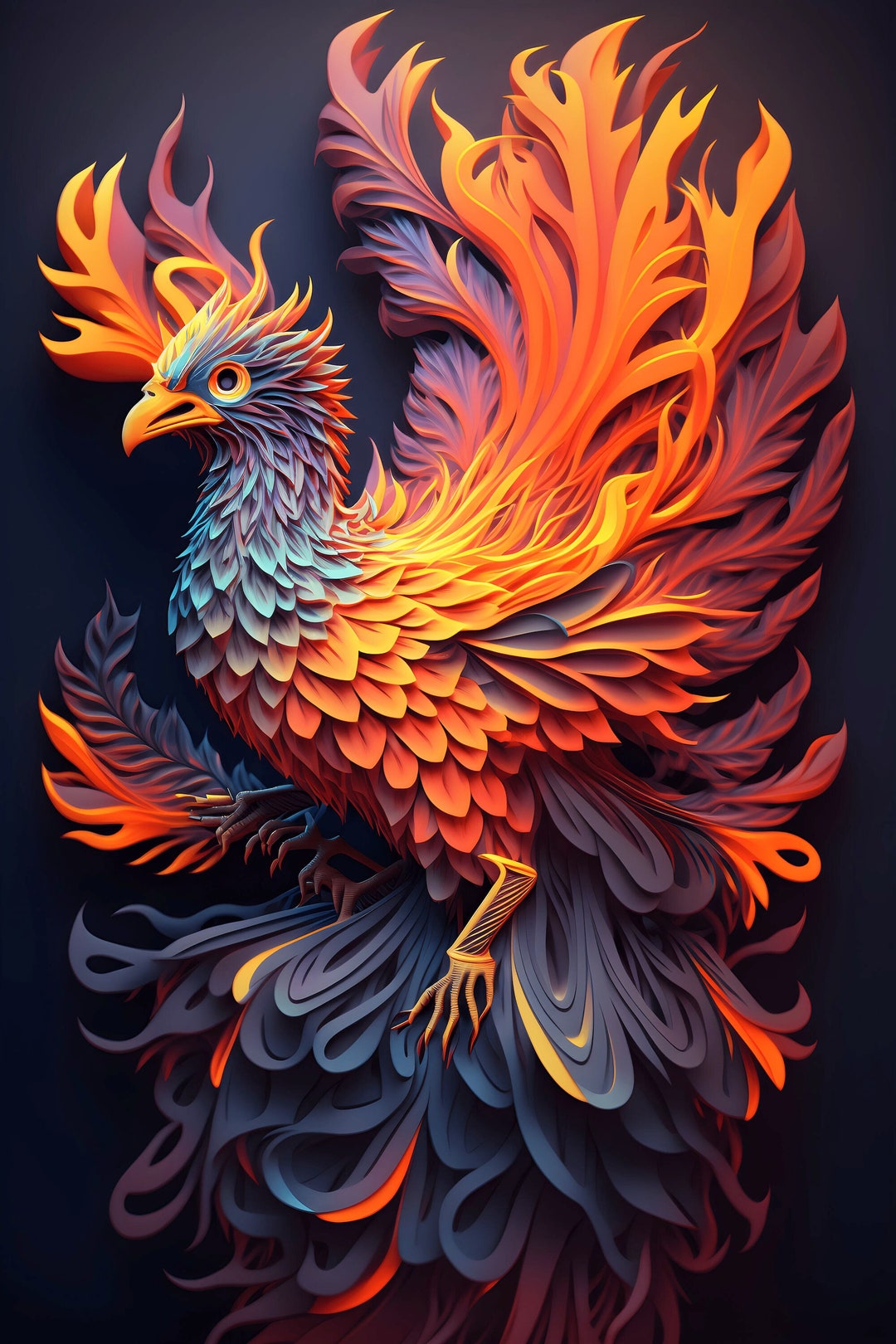 Trippyanimals™ Phoenix Digital Download, Modern Abstract Fire Bird Art ...