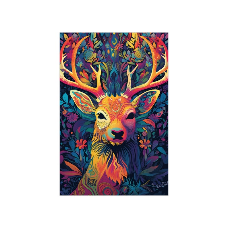 Trippyanimals™ Stag Print AI Generated Psychedelic Art Trippy Colorful ...