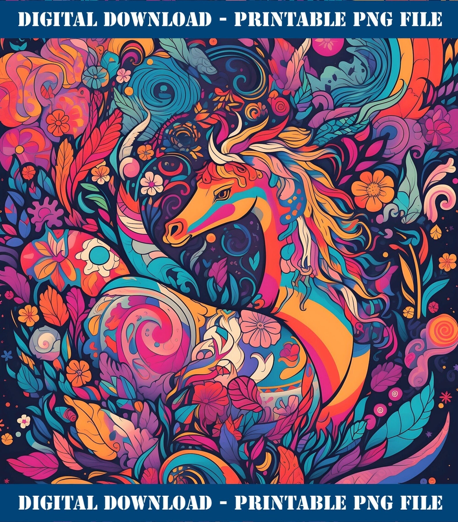 Trippyanimals™ Unicorn 2 Digital Download - AI Generated Psychedelic ...