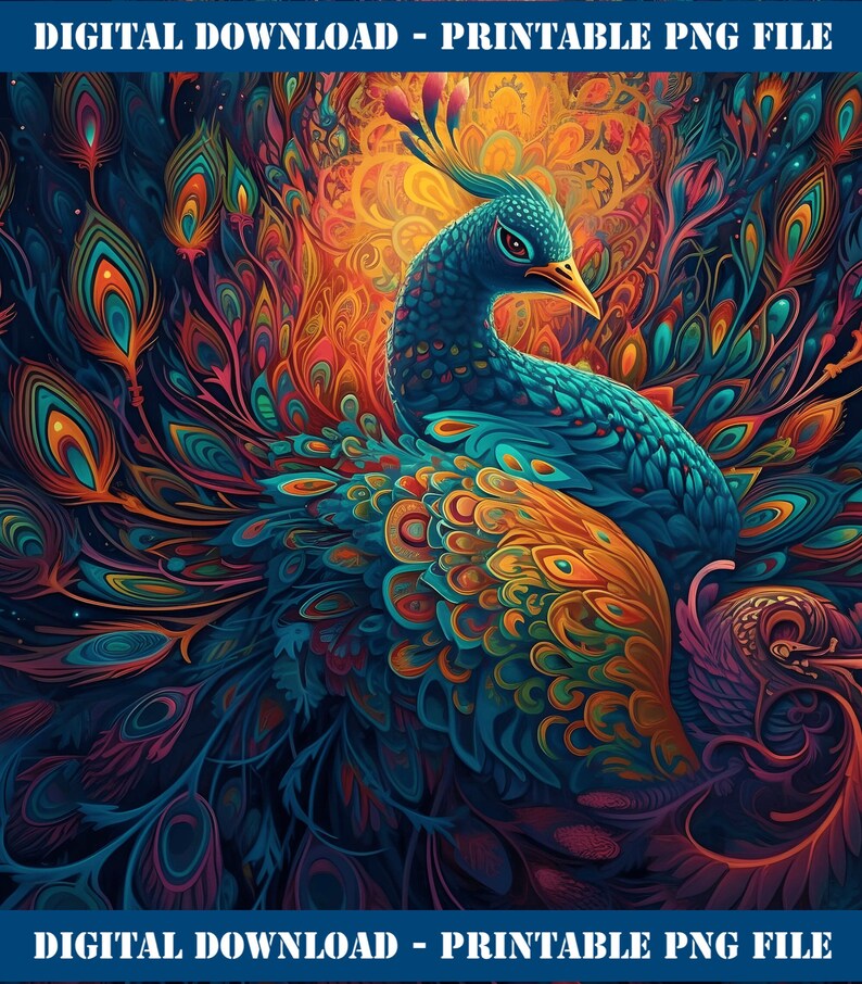 Trippyanimals™ Peacock Digital Download - AI Generated Psychedelic Art ...